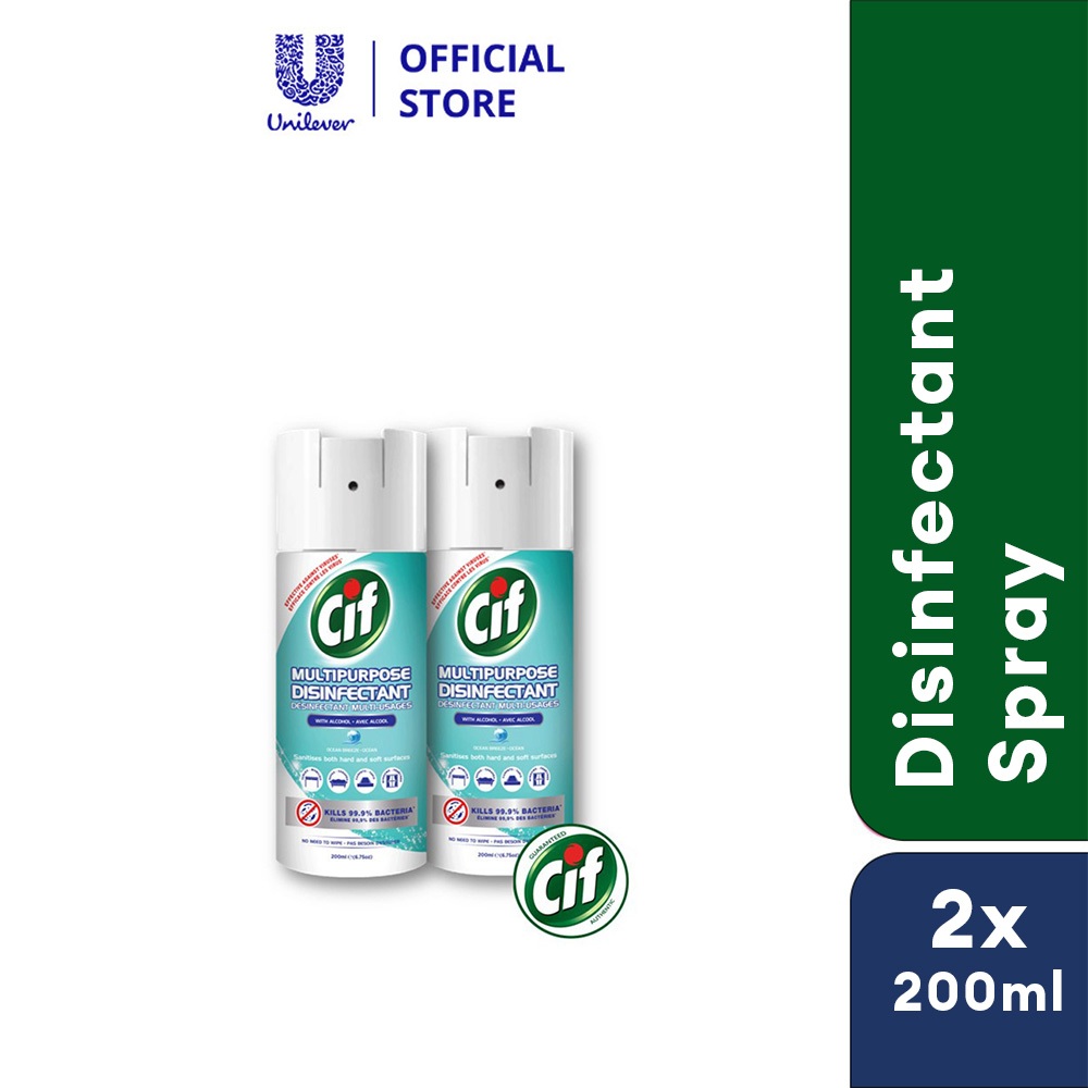 (Pack of 2) Cif Multipurpose Disinfectant Spray Ocean 200ml | Shopee ...