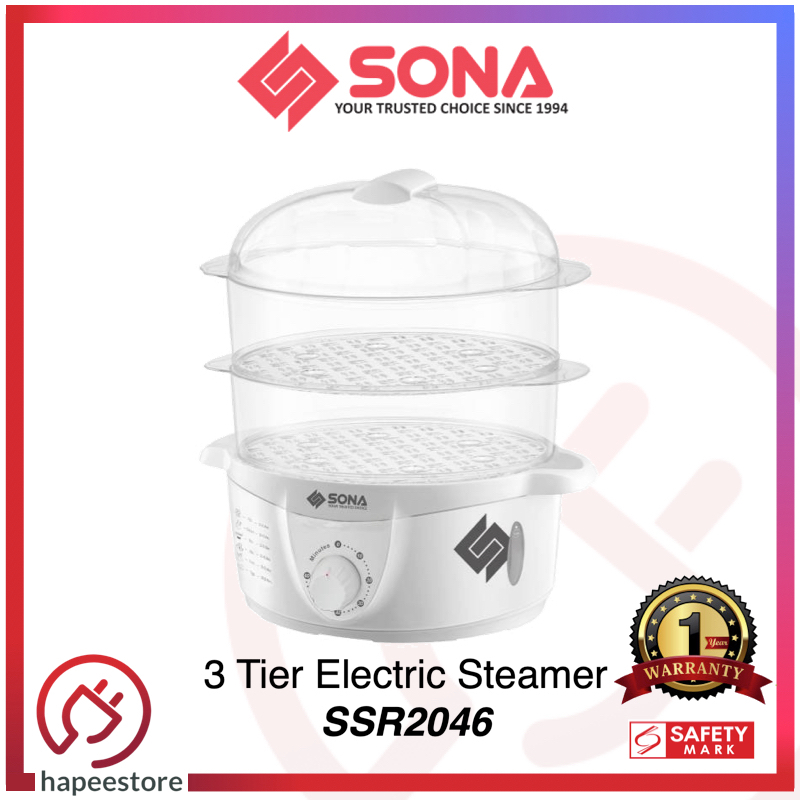 Sona 9.0L (3 Tier) Electric Steamer SSR2046 SSR 2046 | Shopee Singapore
