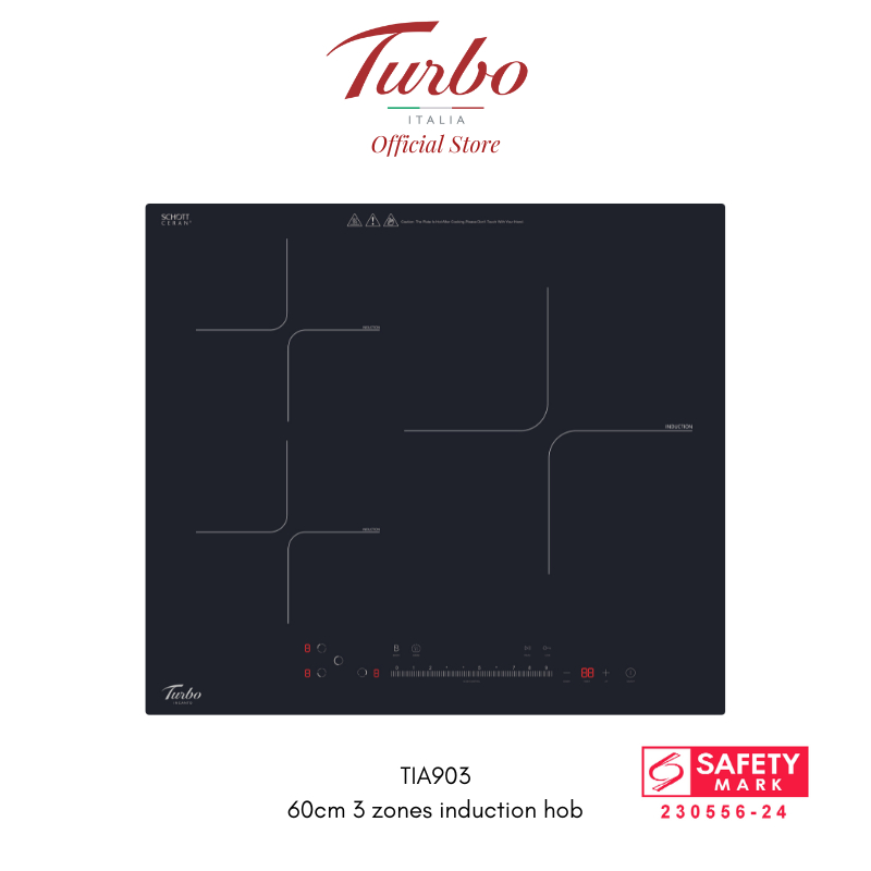 Turbo Italia - TIA903 60 cm 3 zones induction hob with touch control ...