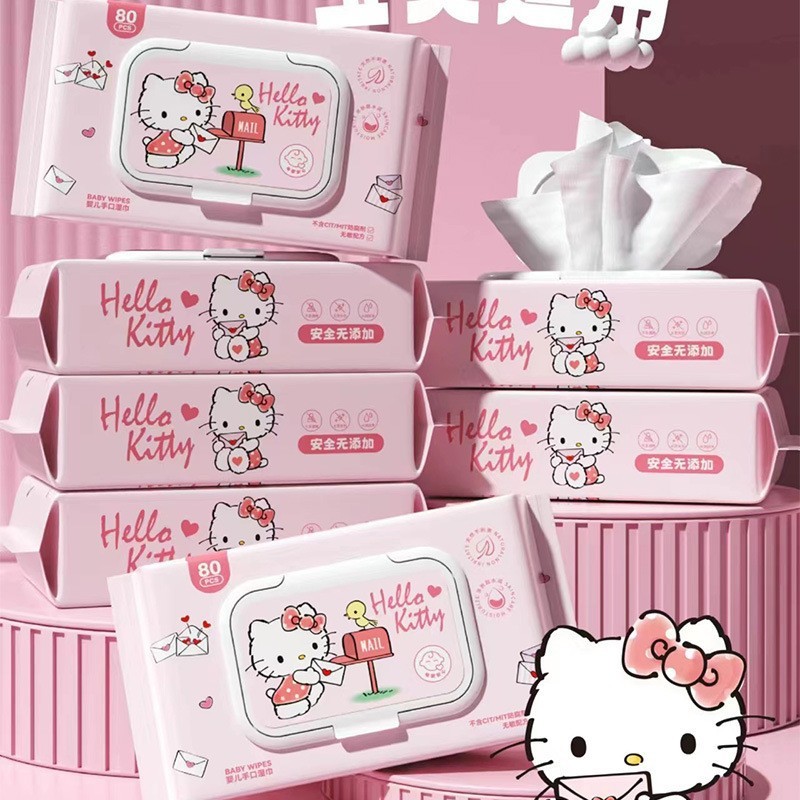🌟 SG LOCAL STOCK 🌟 80pcs Sanrio Hello Kitty Baby Wet Wipes Wet Tissue ...