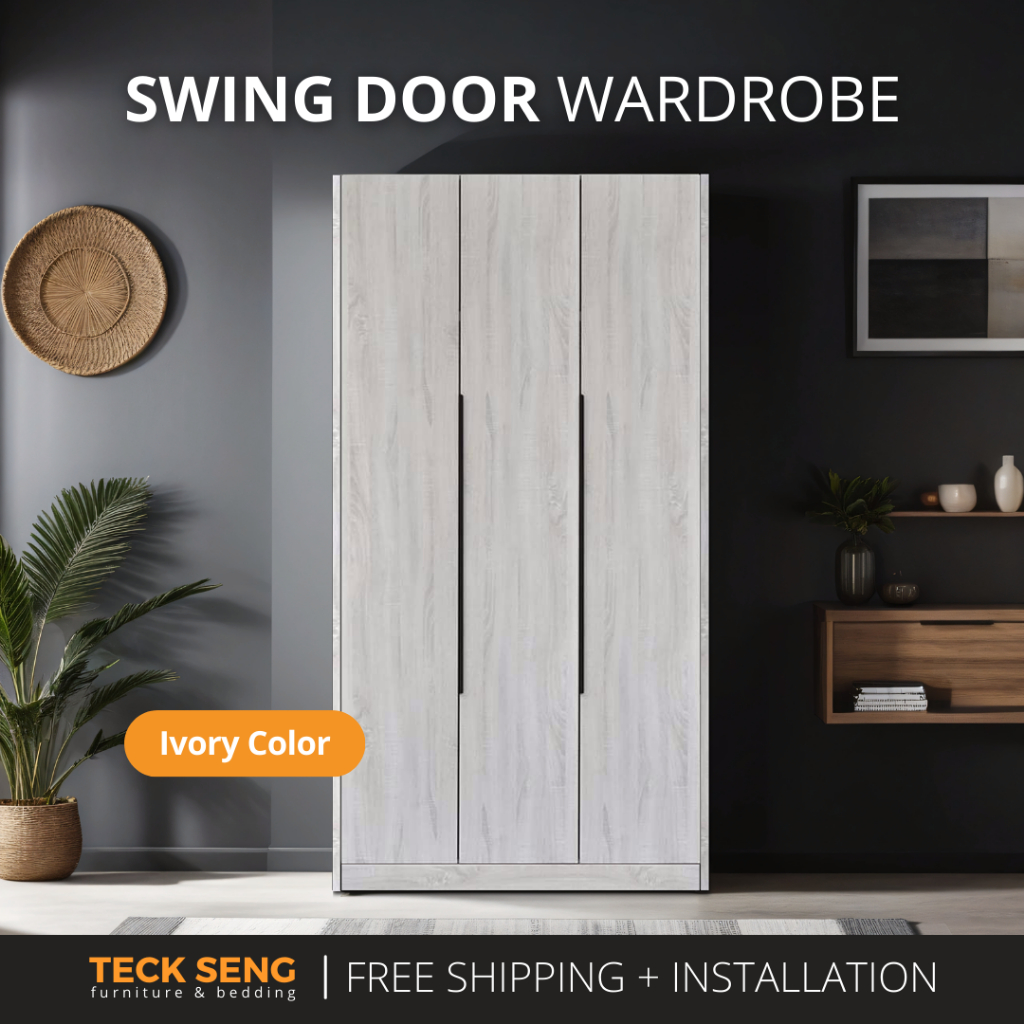 (FREE Shipping & Installation) TECK SENG Swing Doors Wardrobe / Black ...