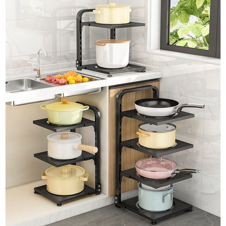 Adjustable Pot Rack Pot Organiser Under Sink Kitchen Sink Organiser ...