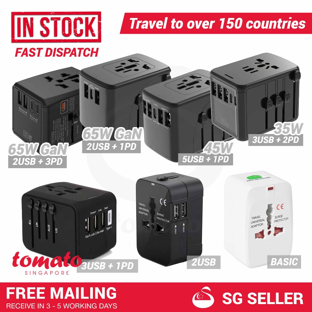 [SG Seller] Universal Compact Travel Adapter Wall Plug with USB PD ...