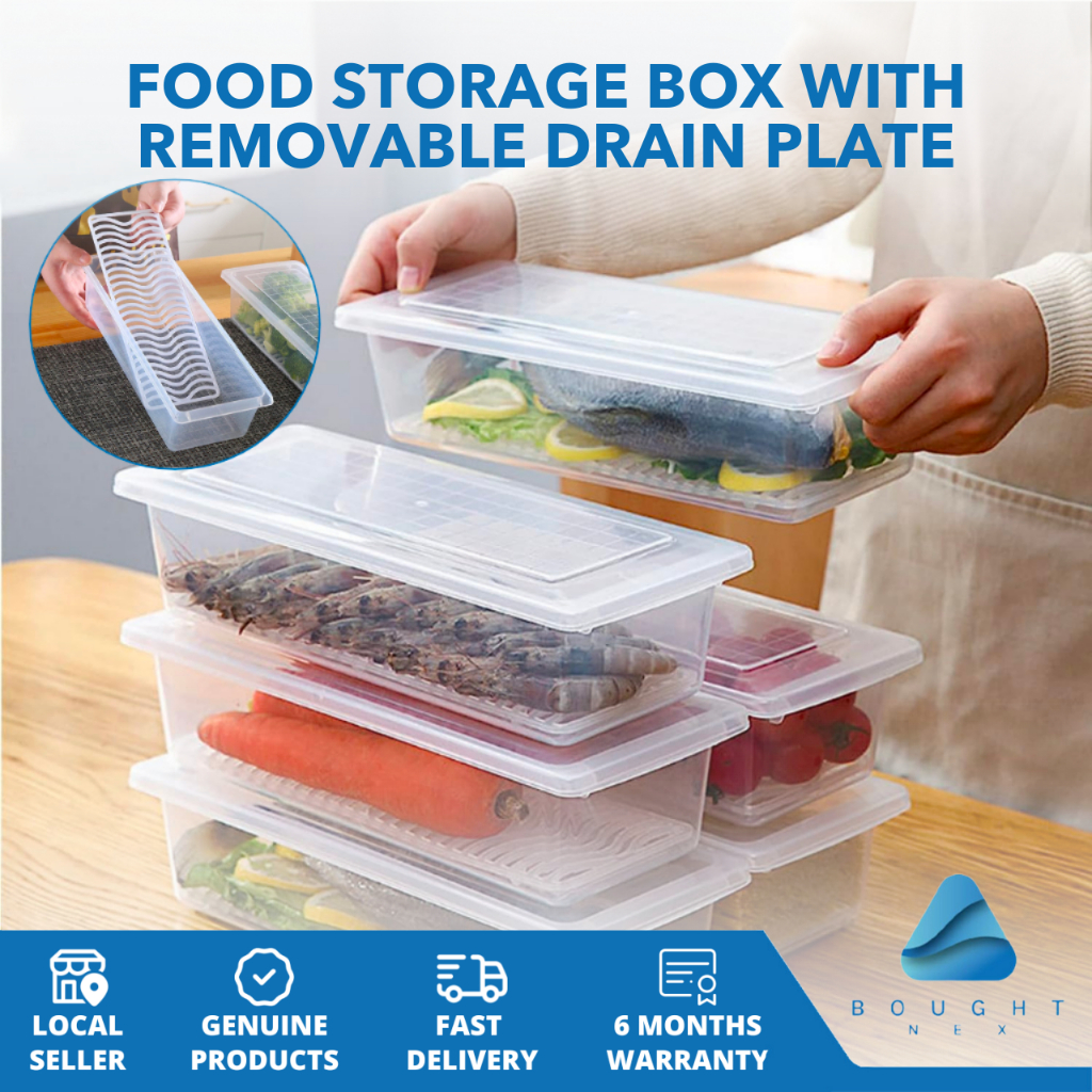Freezer Refrigerator Storage Box - Removable Drain Plate, Easy ...