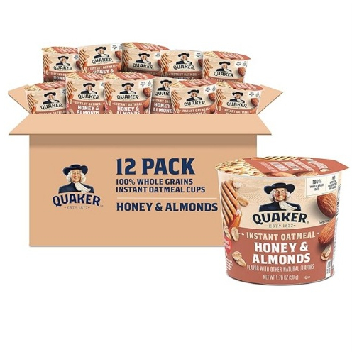Quaker Instant Oatmeal Express Cups, Honey & Almonds, 1.76 Ounce (Pack ...