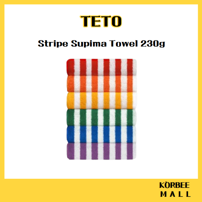 [TETO] Stripe Supima Towel 230g | Shopee Singapore
