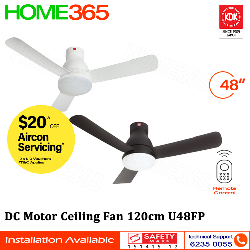 KDK DC Motor Ceiling Fan 120cm with LED Light & Remote 48" U48FP ...