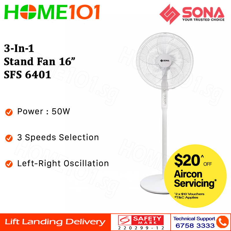 Sona 3-In-1 Stand Fan 16" SFS 6401 | Shopee Singapore