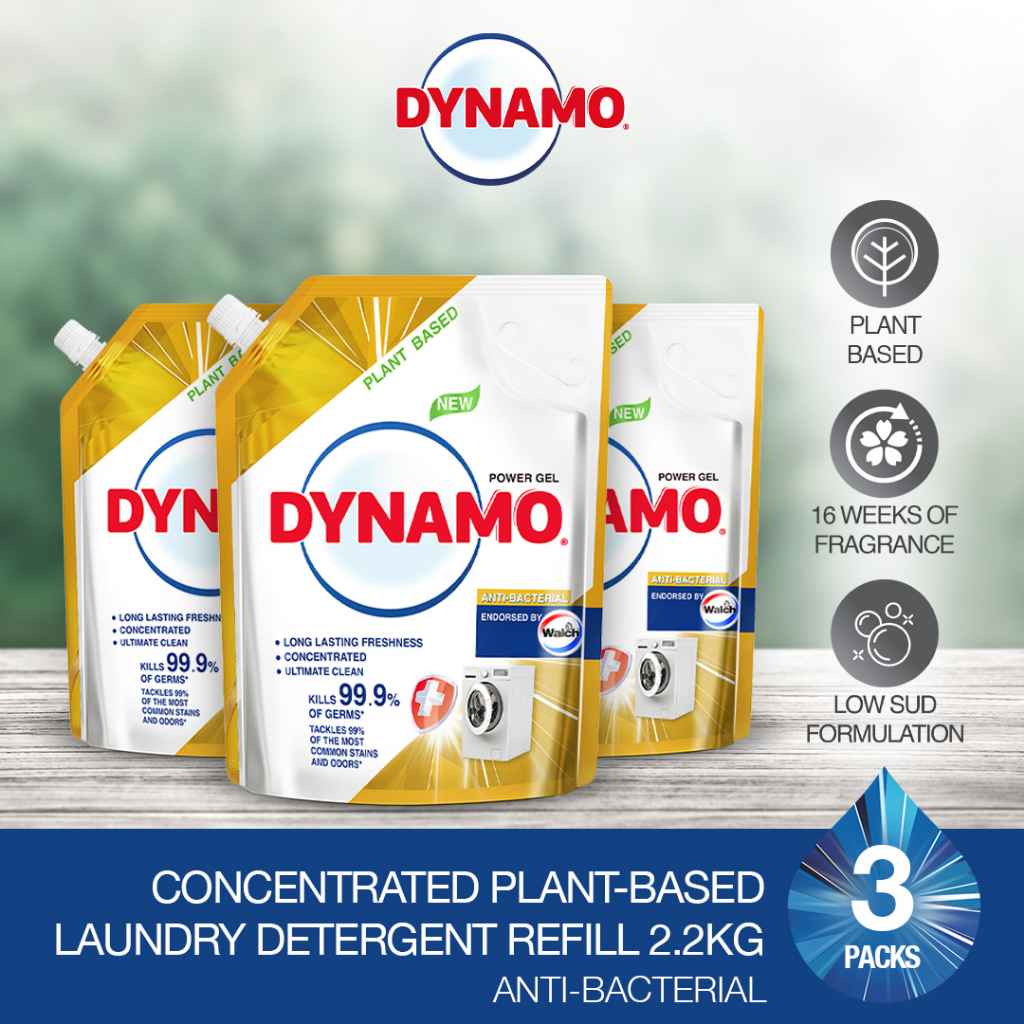 DYNAMO Plant Based Laundry Liquid Detergent Refill 2.2kg/2.4kg x 3 ...