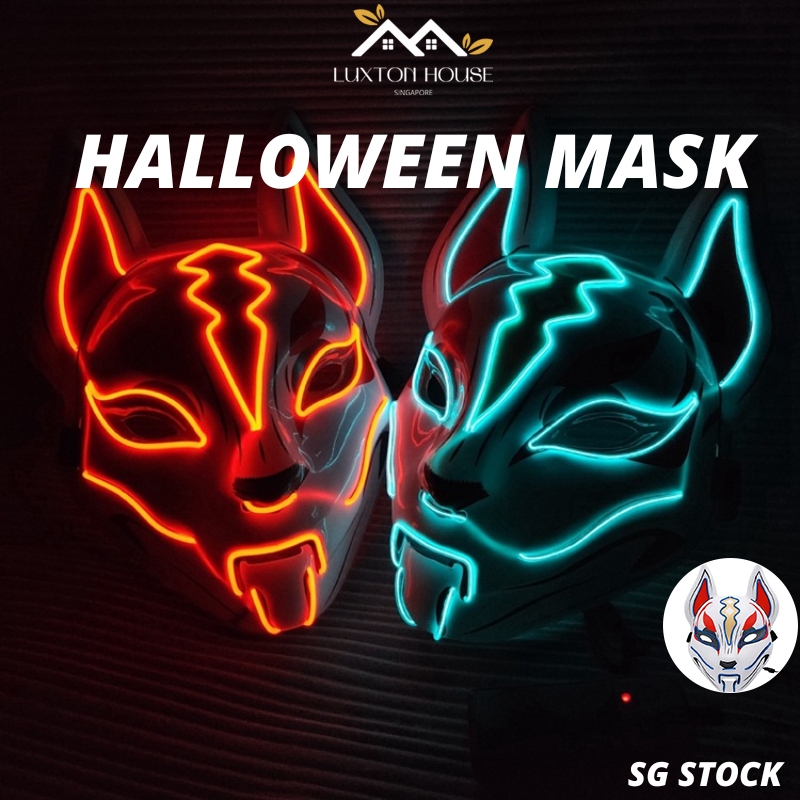 {SG} Halloween Masks Fox Drift Mask LED mask Light up Mask for ...