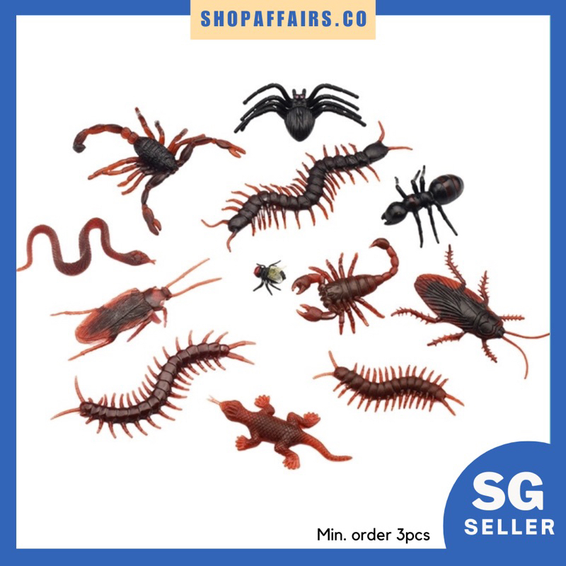 [SG Clearance] Fake Insect Prank Toys Small Bugs Figures Model Fool's ...