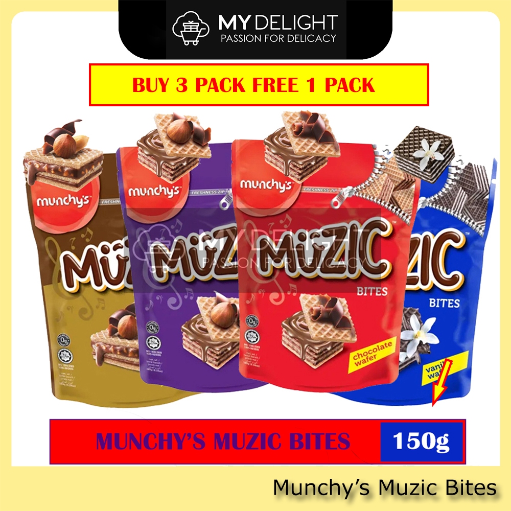 (150g) Munchy's Muzic Bites Wafer Peanut Hazelnut Chocolate Vanilla ...