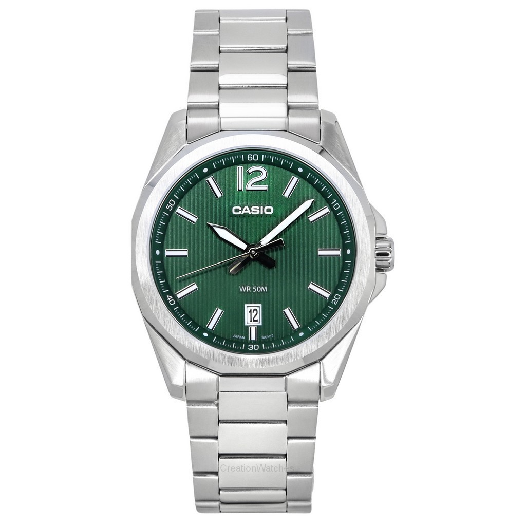 [Creationwatches]Casio Standard Analog Stainless Steel Green Dial ...