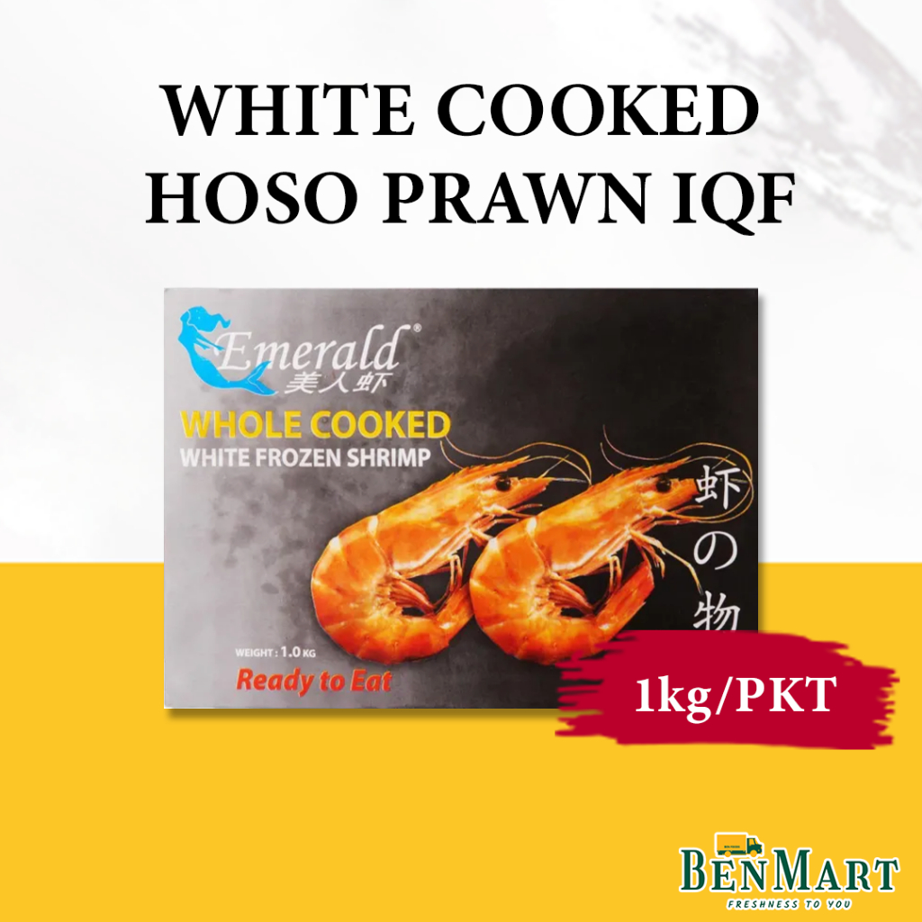 [BenMart Frozen] White Cooked Prawn 1kg IQF (31/40 - Heads Shell On) - Steamboat/Hotpot/CNY ...