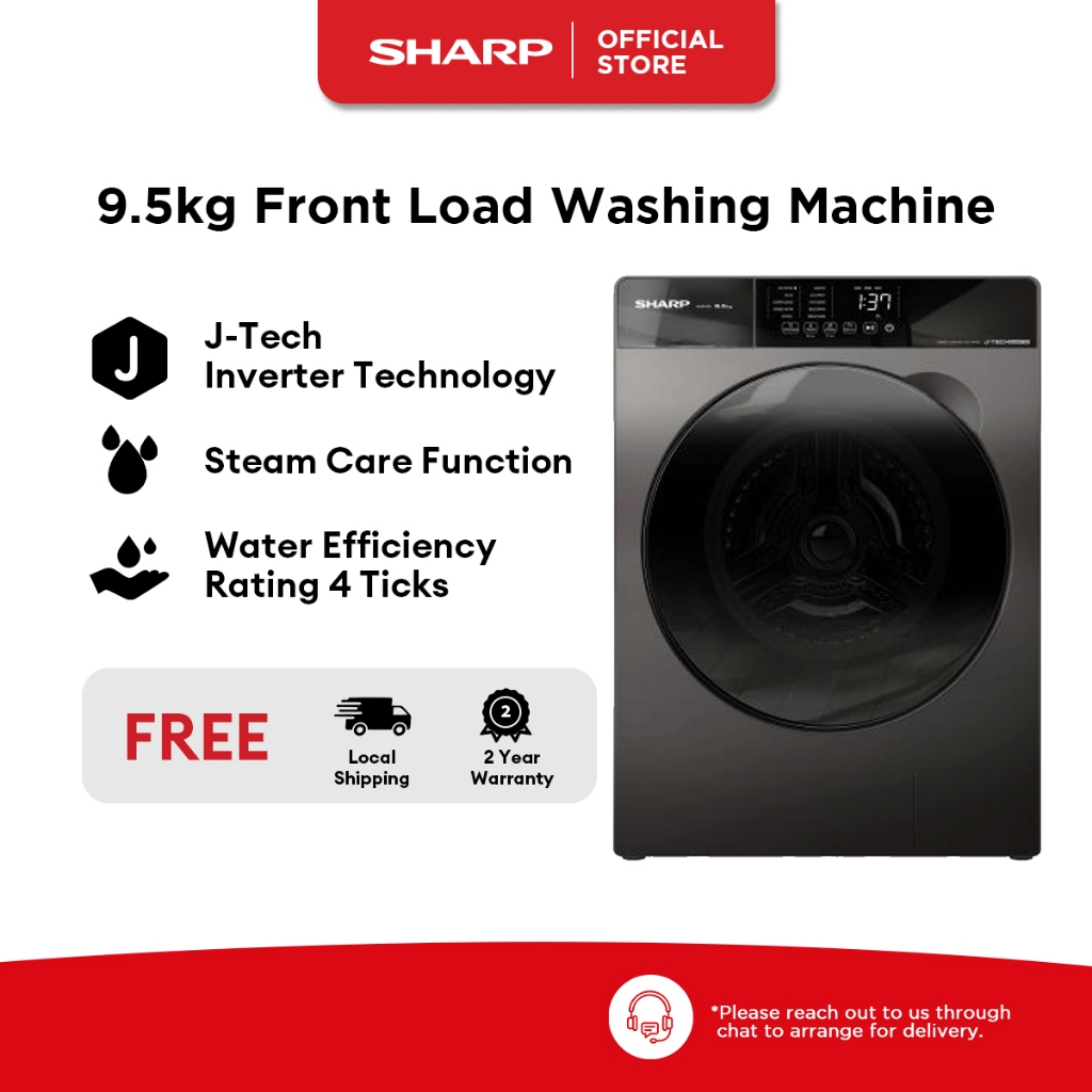 SHARP 9.5kg Front Load Washing Machine ES-FW95SG | Shopee Singapore