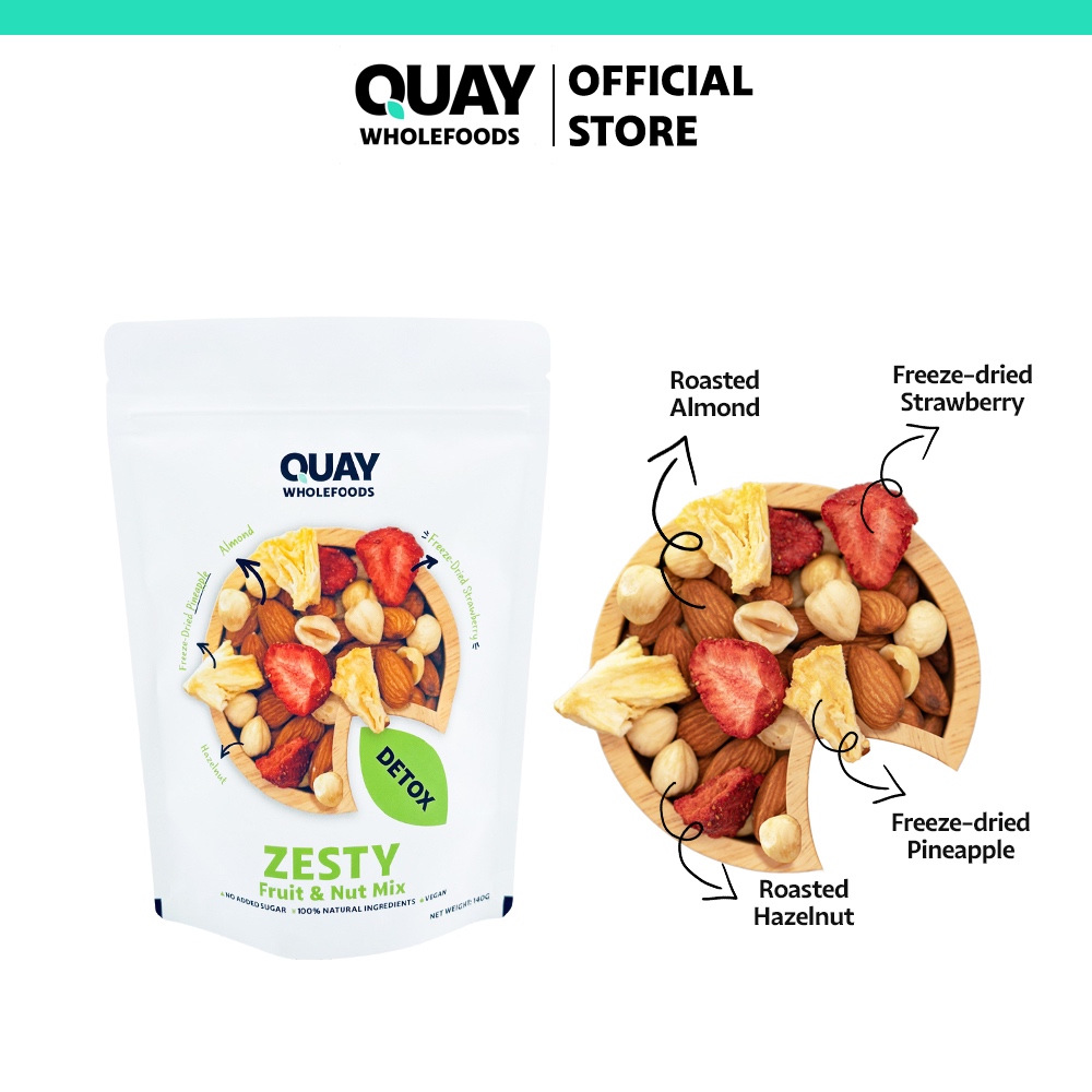Quay Wholefoods Zesty Trail Mix - Freeze-Dried Fruits & Roasted Nuts ...