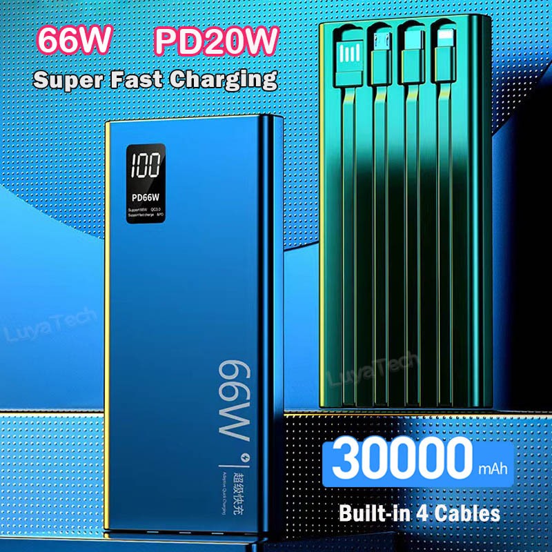 66W High Speed Portable Charger 30000mAh Huge Capacity PowerBank PD20W ...