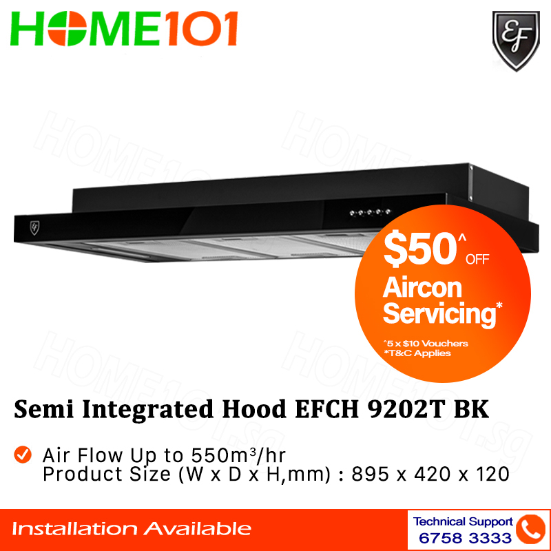 EF Semi Integrated Hood 90cm EFCH 9202T BK | Shopee Singapore