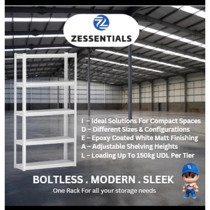 ZRacks | White Rack | 5 Tier White Boltless Metal Storage Racks ...