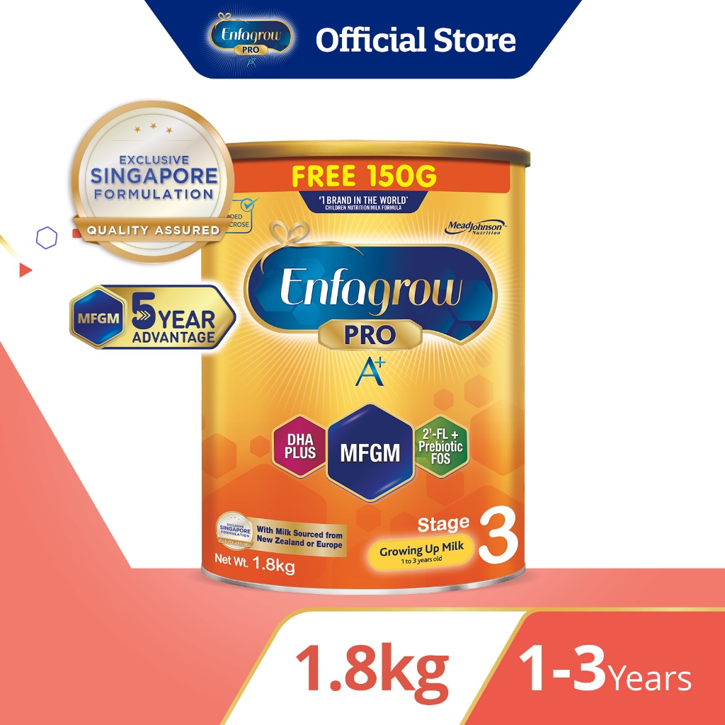 Enfagrow Pro A+ Stage 3 Milk Powder Formula for Children DHA+ (1-3Y) 1.65kg + Free 150g ...
