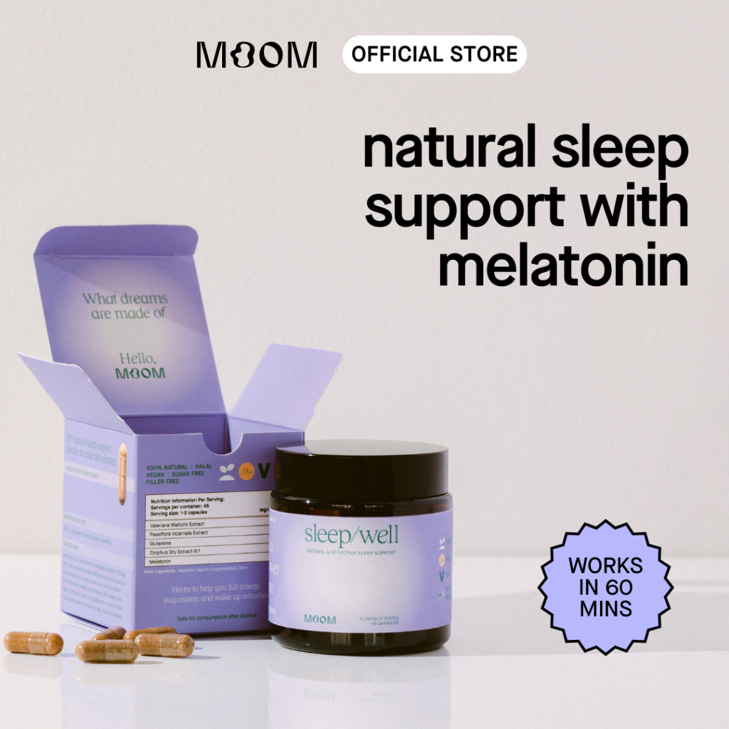 Moom Health™ sleep/well Supplement with Melatonin, 100% Natural, For ...