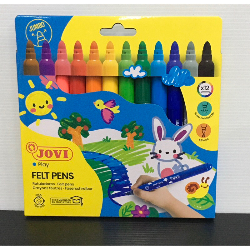 Jovi Jumbo Felt Tip Marker (Magic Pen) 12 Colours j1712 Colouring ...
