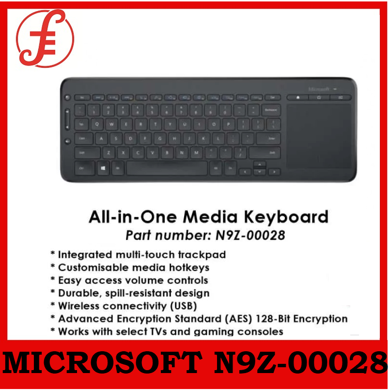 Microsoft Wireless All-In-One Media Keyboard, N9Z-00028, Black | Shopee ...