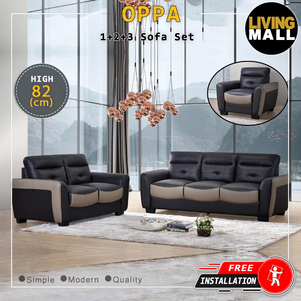 Living Mall Oppa 1/2/3 Sofa Set In Top Grade PU Leather Upholstery ...