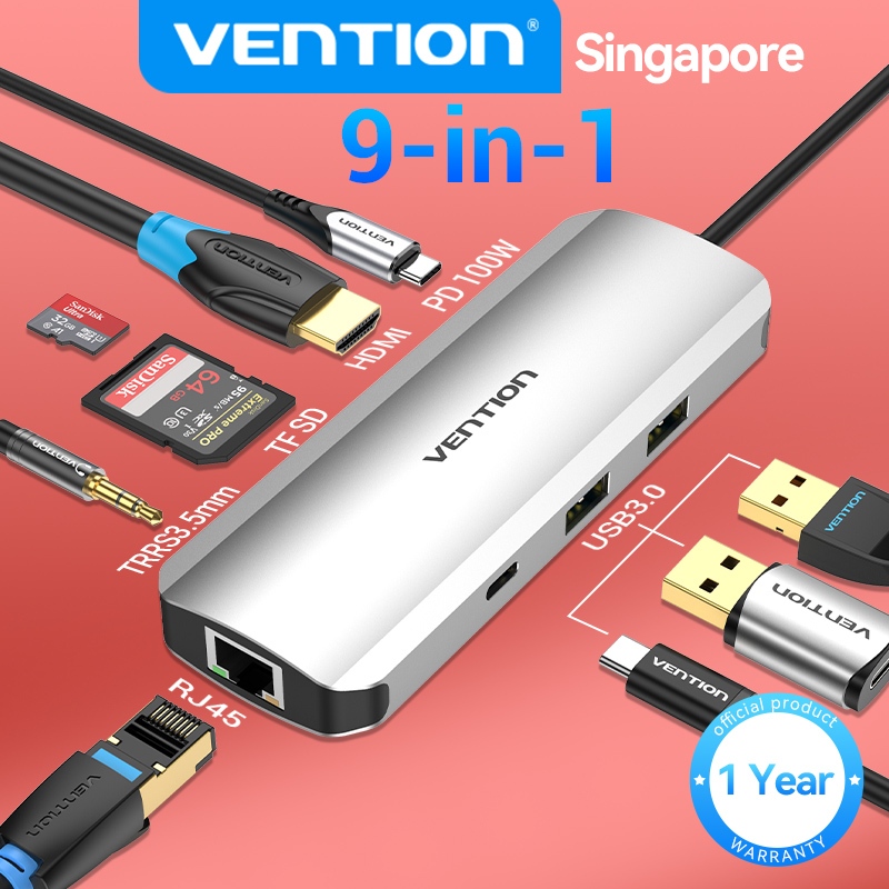 Vention USB C Hub 9 in 1 Upgrade PD100W Type C to USB 3.0+HDMI+RJ 45 ...