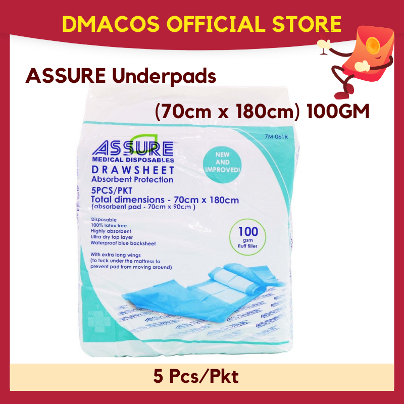 ASSURE Underpads Drawsheet 70cm x 18cm,With Pad (70cm x 90cm 100gsm ...