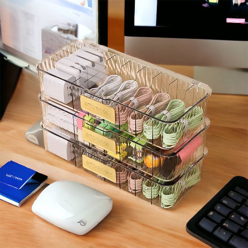 SG INSTOCK Desktop USB Cable accessories Organiser Storage Box | Shopee ...