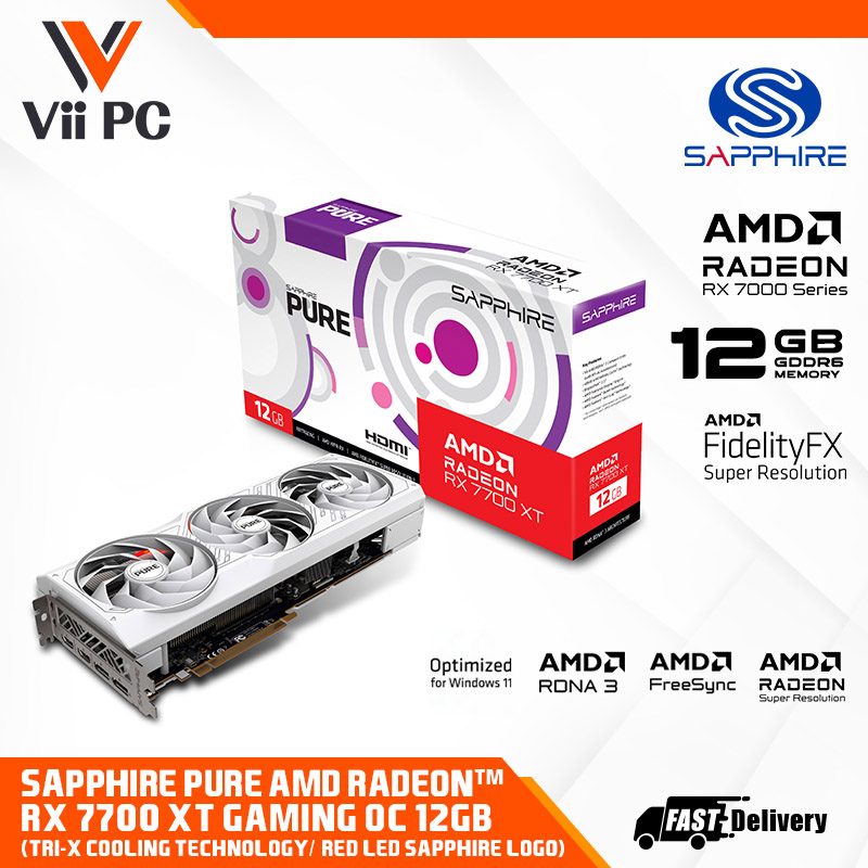 SAPPHIRE PURE AMD Radeon RX 7700 XT 12GB GDDR6 PCI Express 4.0 x16 RX ...
