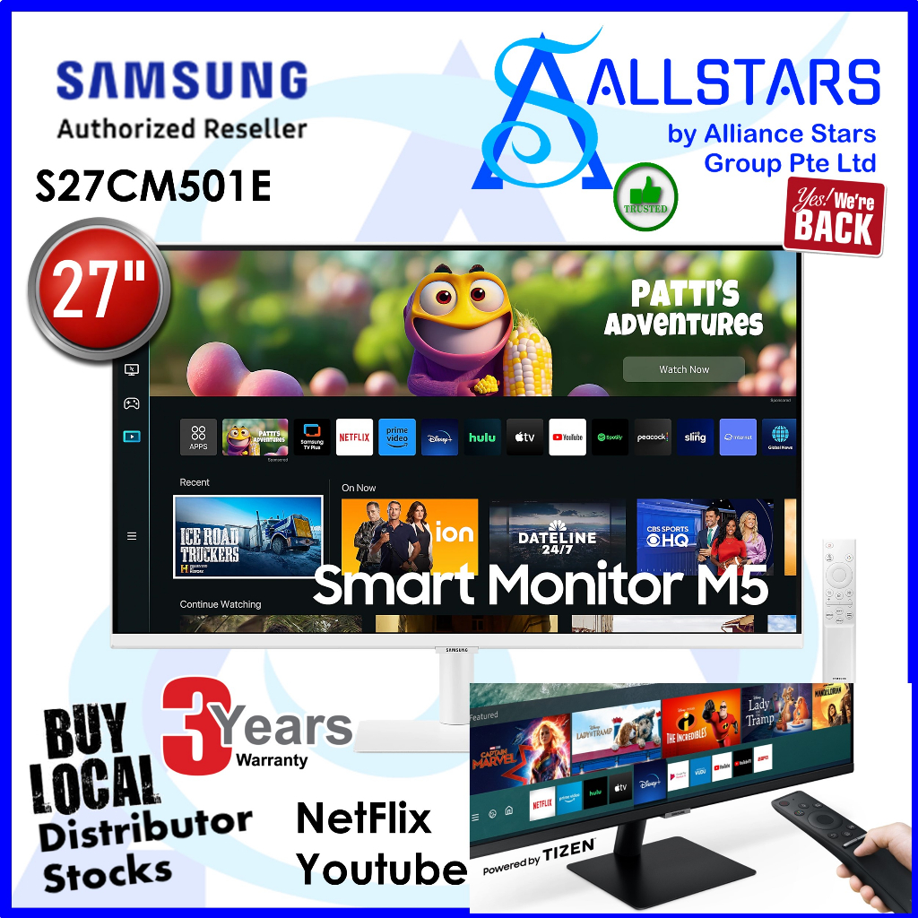 (ALLSTARS) Samsung S27CM501E / S27CM501 27 inch Smart Monitor M5 White ...