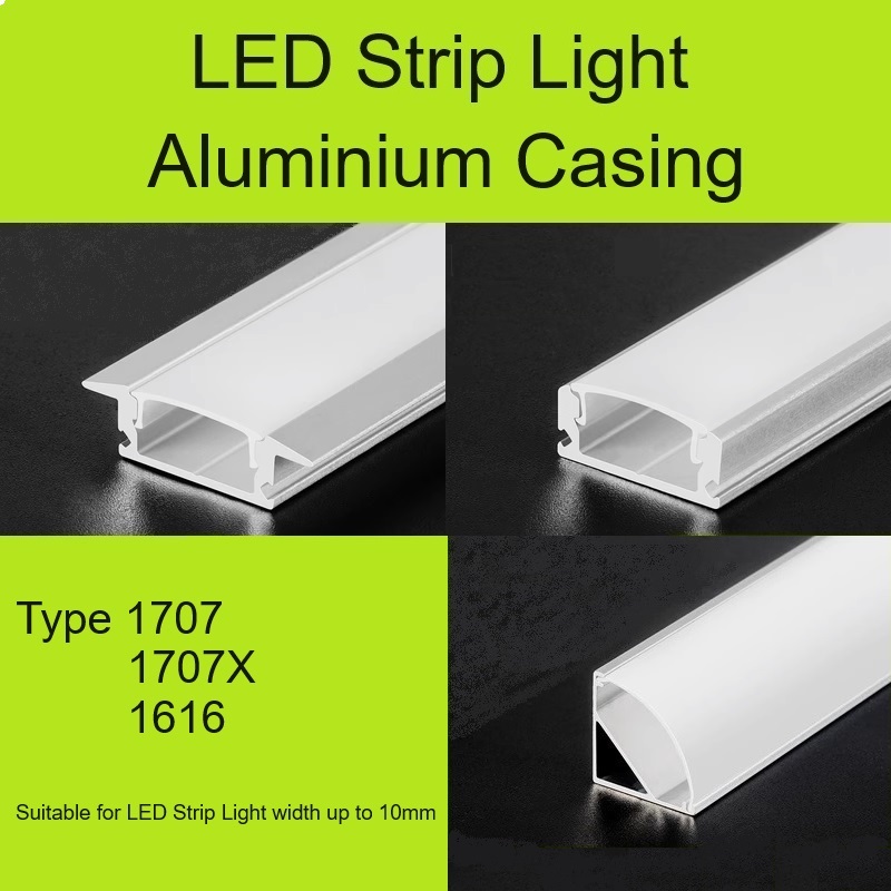 LED Strip Light Aluminium Casing Diffuser Cover Profile V U YW Channel ...