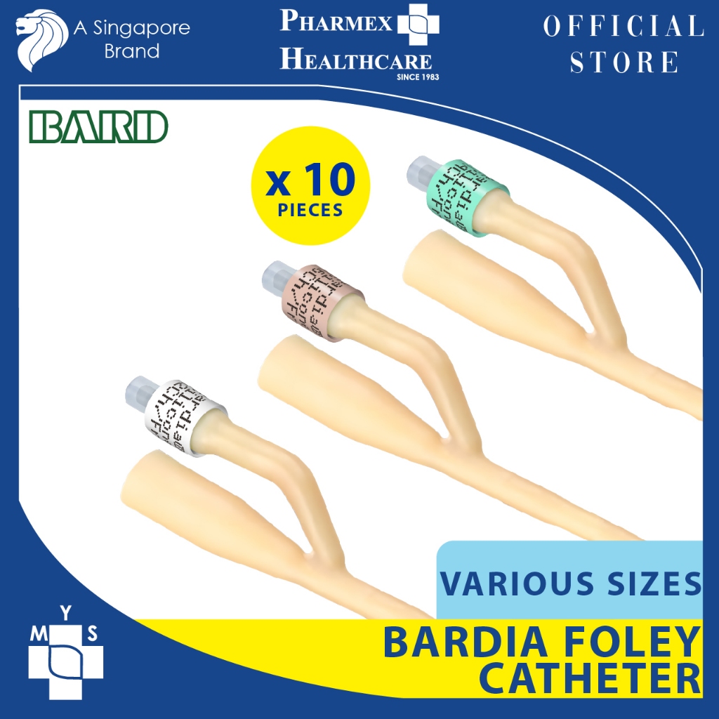 BARDIA Foley Catheter, Silicone-Elastomer Coated, 2 Way, 10ml Balloon ...