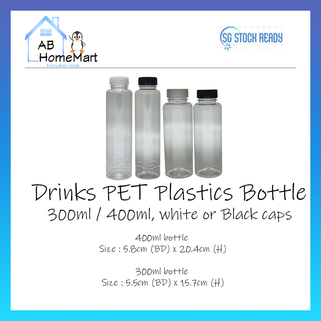 💯 [SG STOCK] loose Plastic Drink Bottle PET disposable | 300ml, 400ml ...