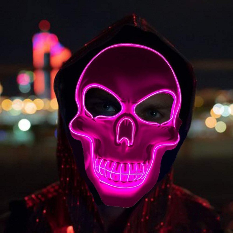 Halloween Skeleton LED Mask Glow Scary EL-Wire Mask Light Up Cosplay ...