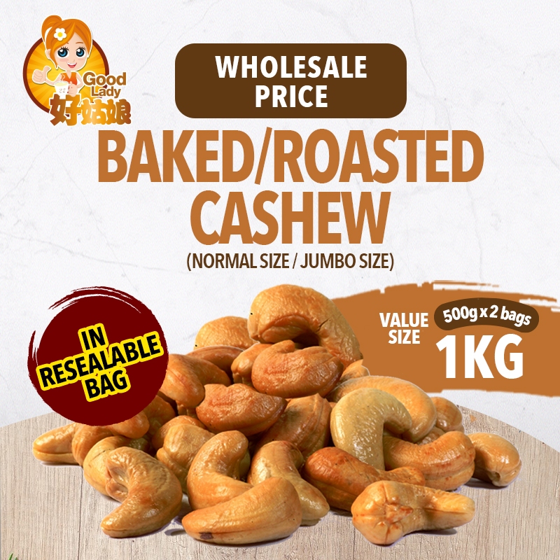 [Healthy Nuts]Raw/Roasted/Baked Jumbo Cashew Nuts -1kg (500g x 2 packs) | Shopee Singapore