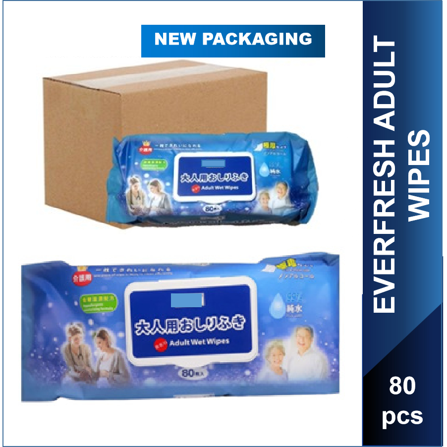 EverFresh Adult Wipes Wet Wipes, Aloe Vera Alcohol free 80 Sheets ...