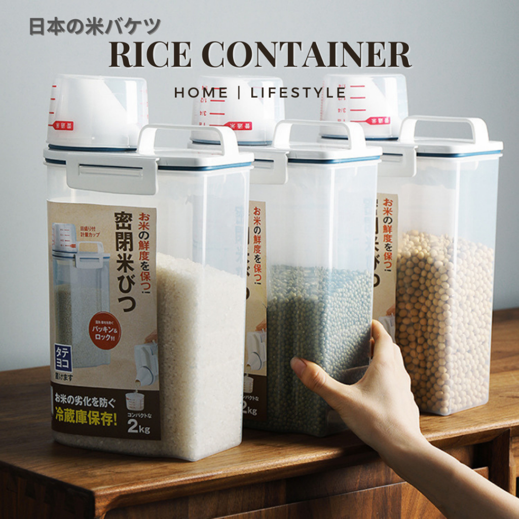 Rice Seal Container Rice Dispenser With Measuring Cup 2KG Kitchen ...