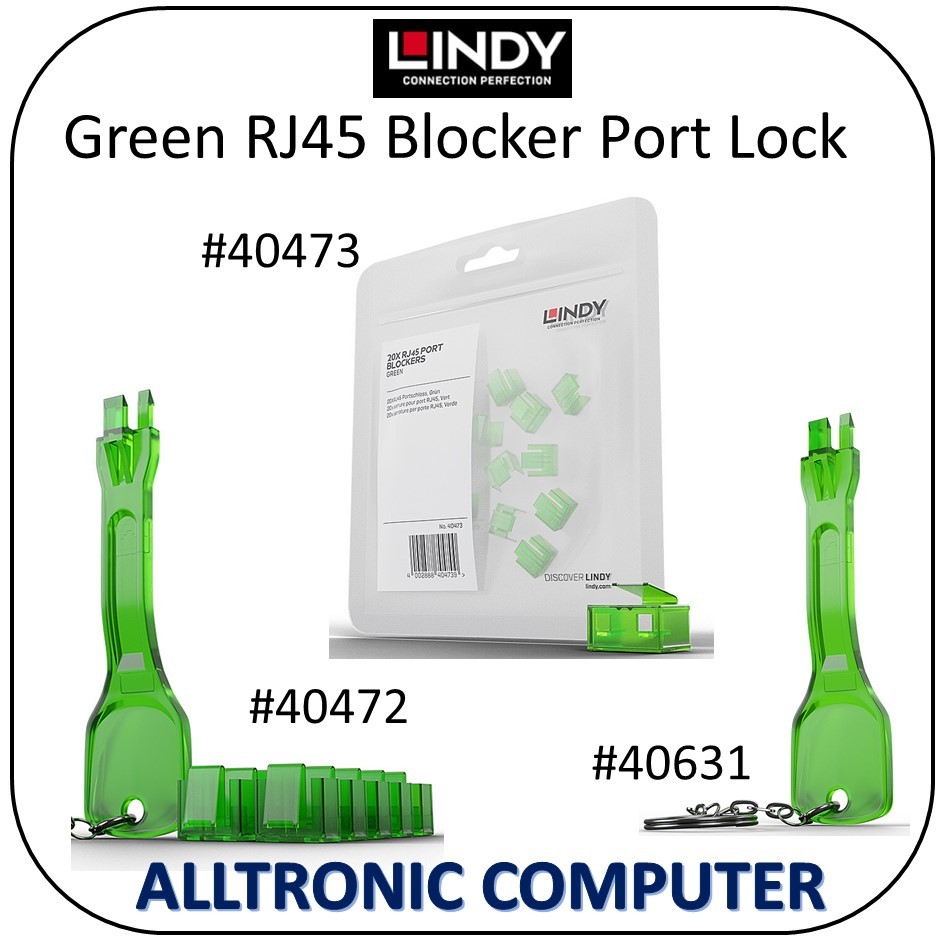 Lindy RJ45 Port BlockerGreen / Ethernet Blocker / Lan Port Blocker ...