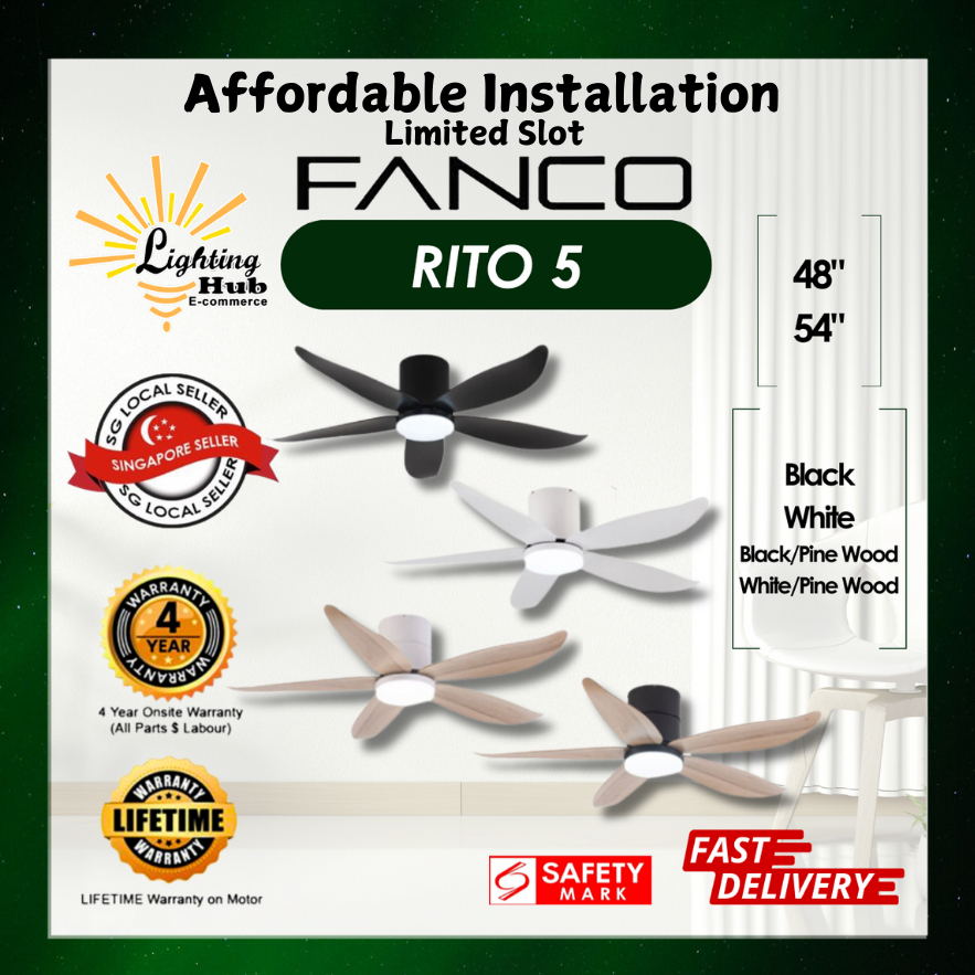 (+1 AFFORDABLE INSTALLATION)FANCO RITO-5 CEILING FAN W REMOTE CONTROL ...