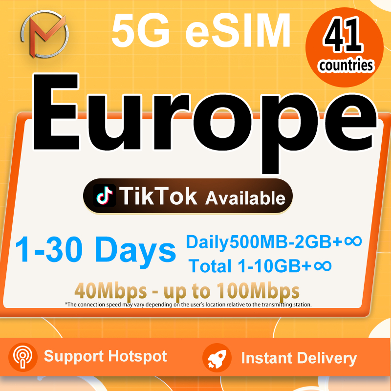 eSIM Europe Ultimate 1-30 Days | Daily/Total&Unlimited Data | Instant 24h Delivery | Europe ...