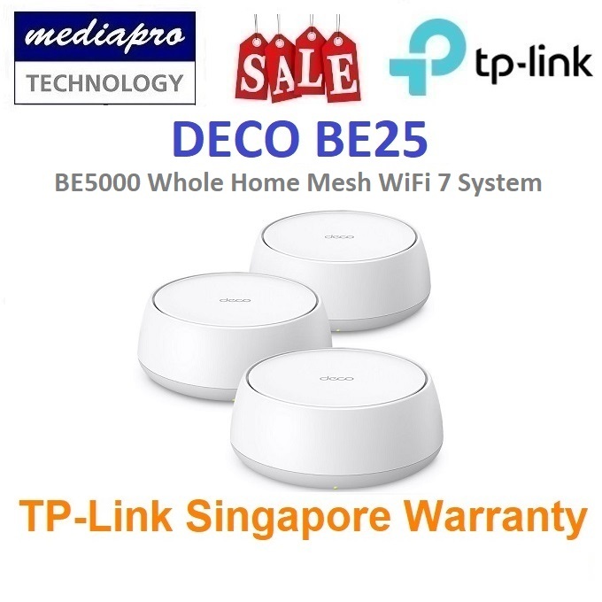 TP-LINK DECO BE25 3-Pack BE5000 Whole Home Mesh WiFi 7 System ( Pack of 3 ) - 3 Year Singapore ...