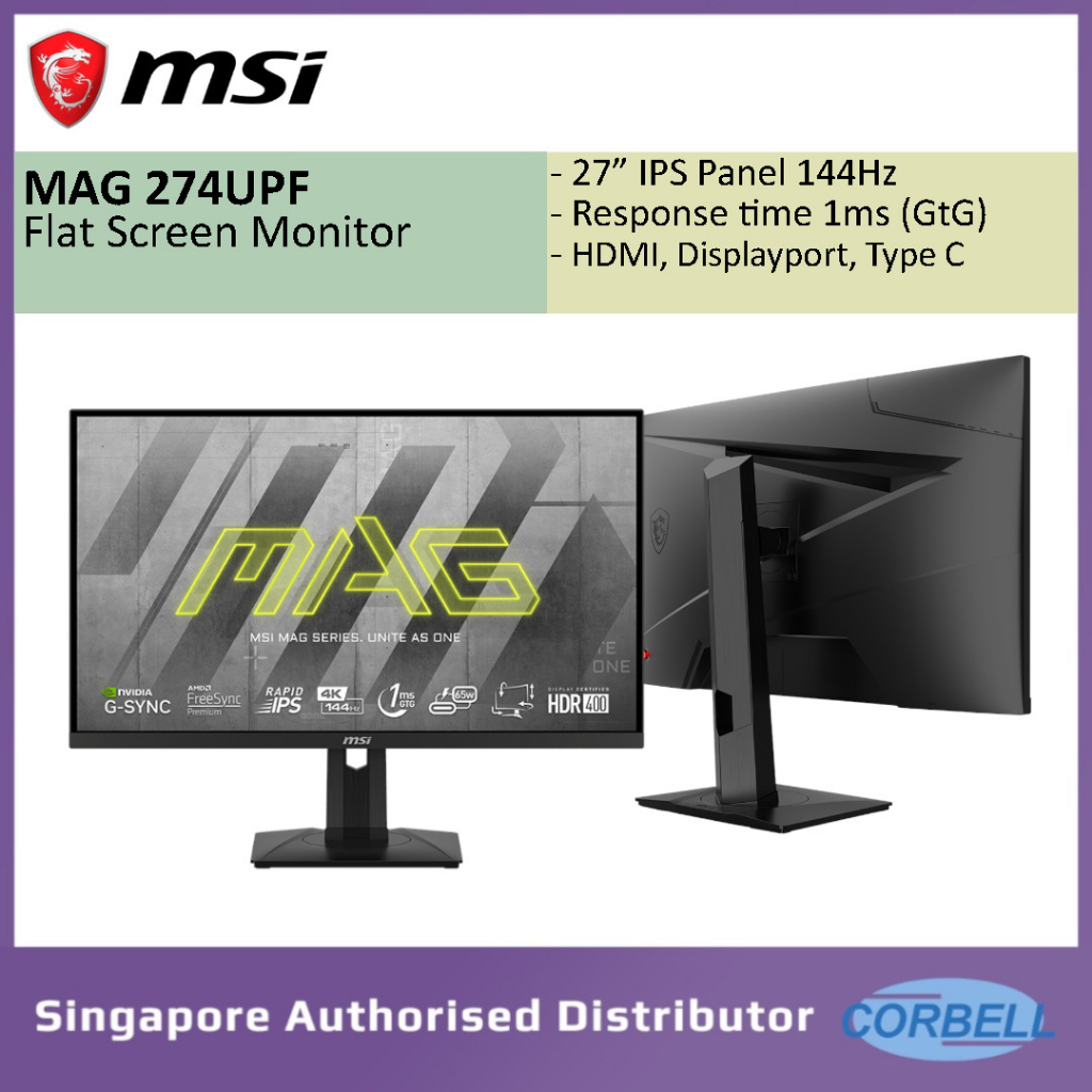 MSI MAG 274UPF 27" UHDFlatscreen Monitor /IPS Panel /4K 144Hz/1Ms GtG ...