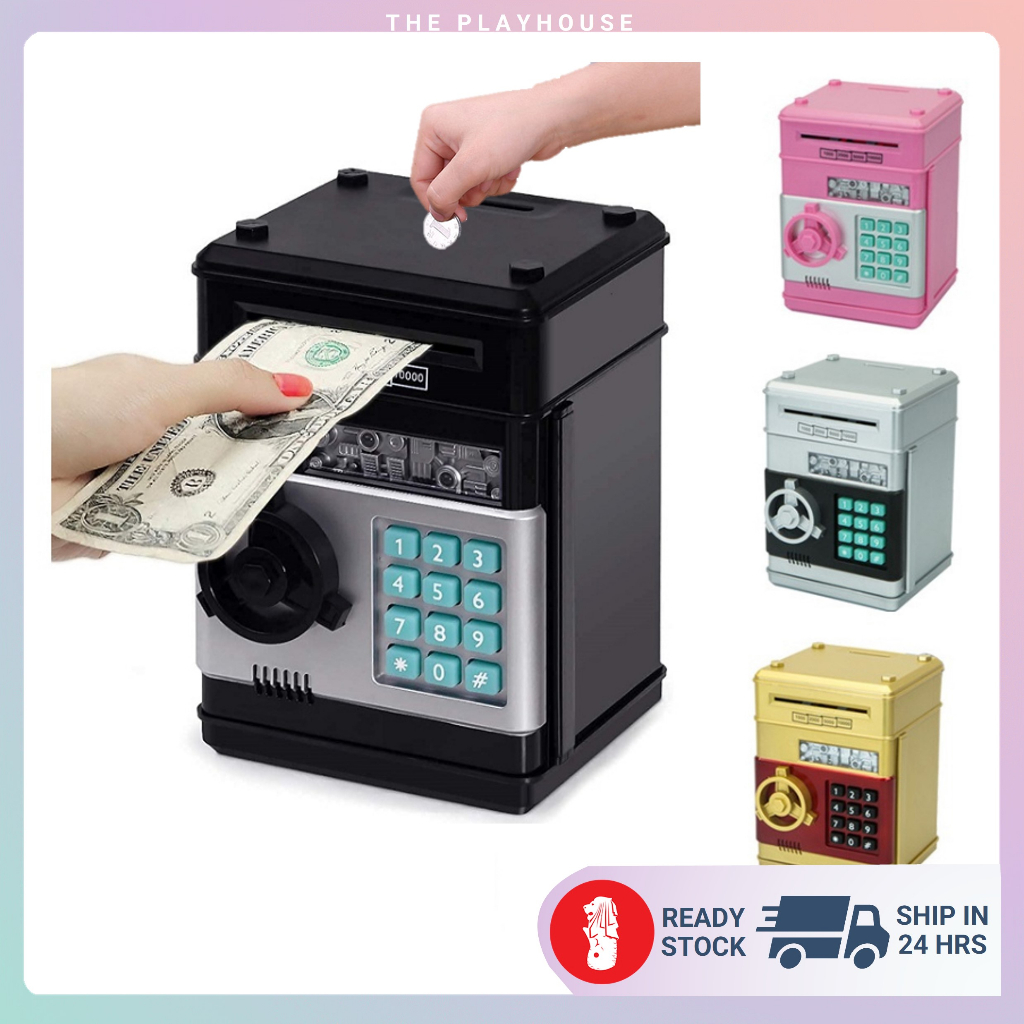 Password enabled Mini ATM Money Box Electronic Piggy Bank Safety Coins ...