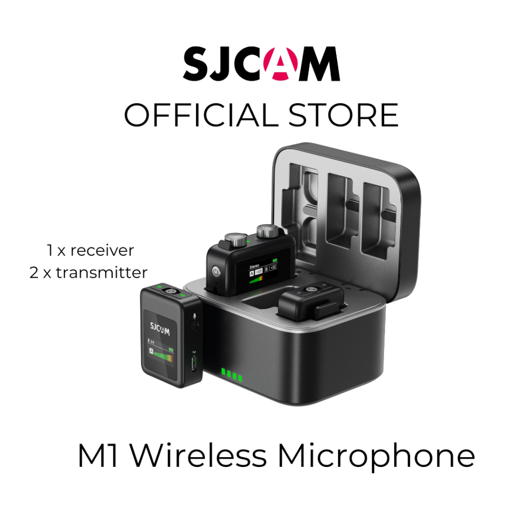 Official SJCAM M1 Wireless Microphone Noise Reduction Plug and Play (1 Receiver, 2 Transmitter ...