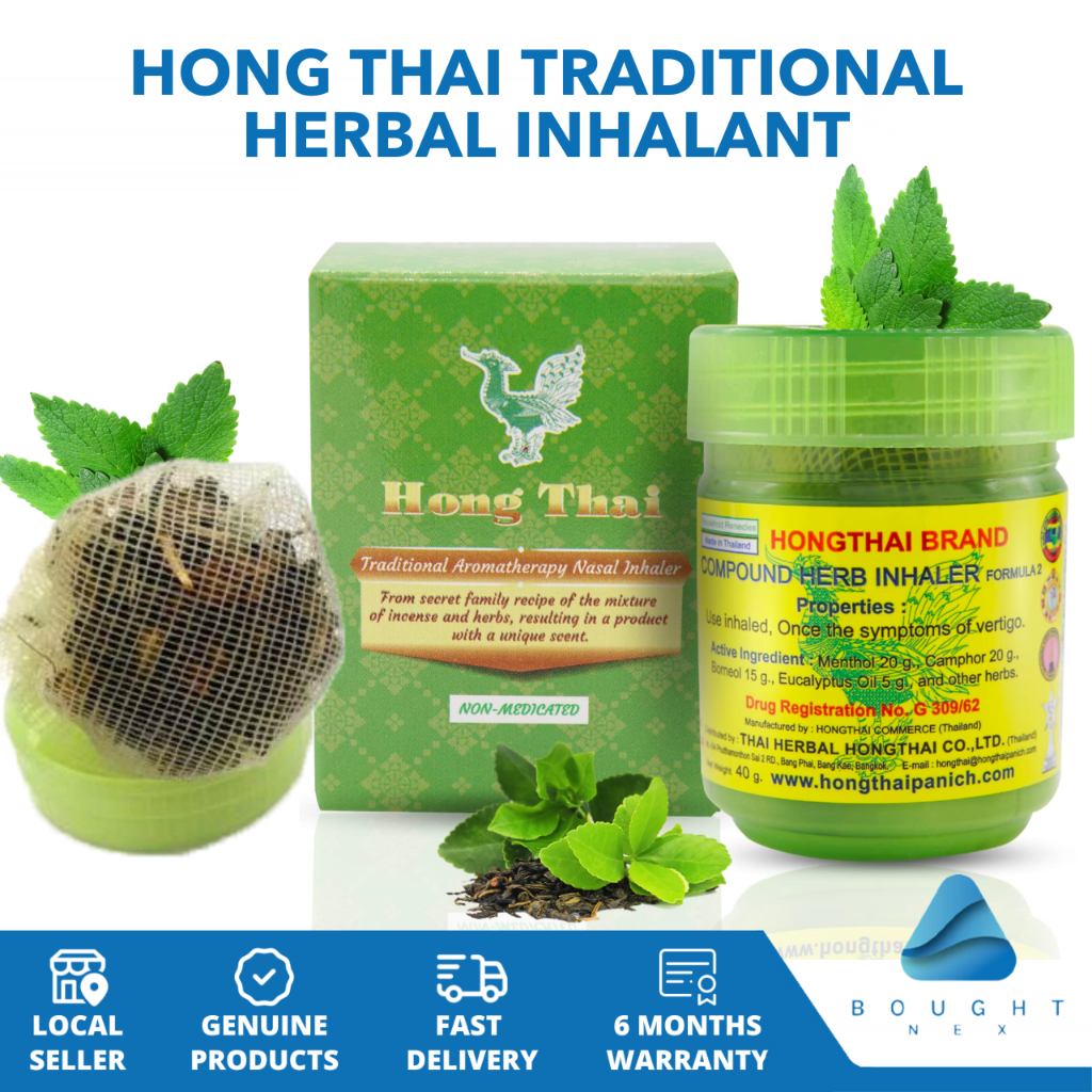 Hong Thai Traditional Thai Herbal Inhalant Inhaler Nose Flow Carsick Refreshing Essence Headache ...