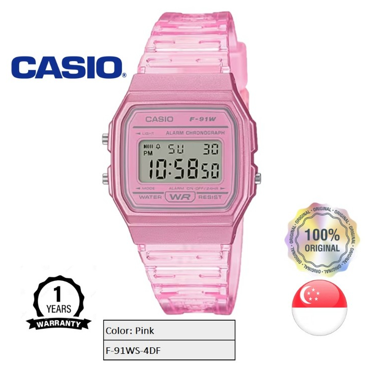 [SG seller] Casio digital army and girls F-91w Jelly color pink ...
