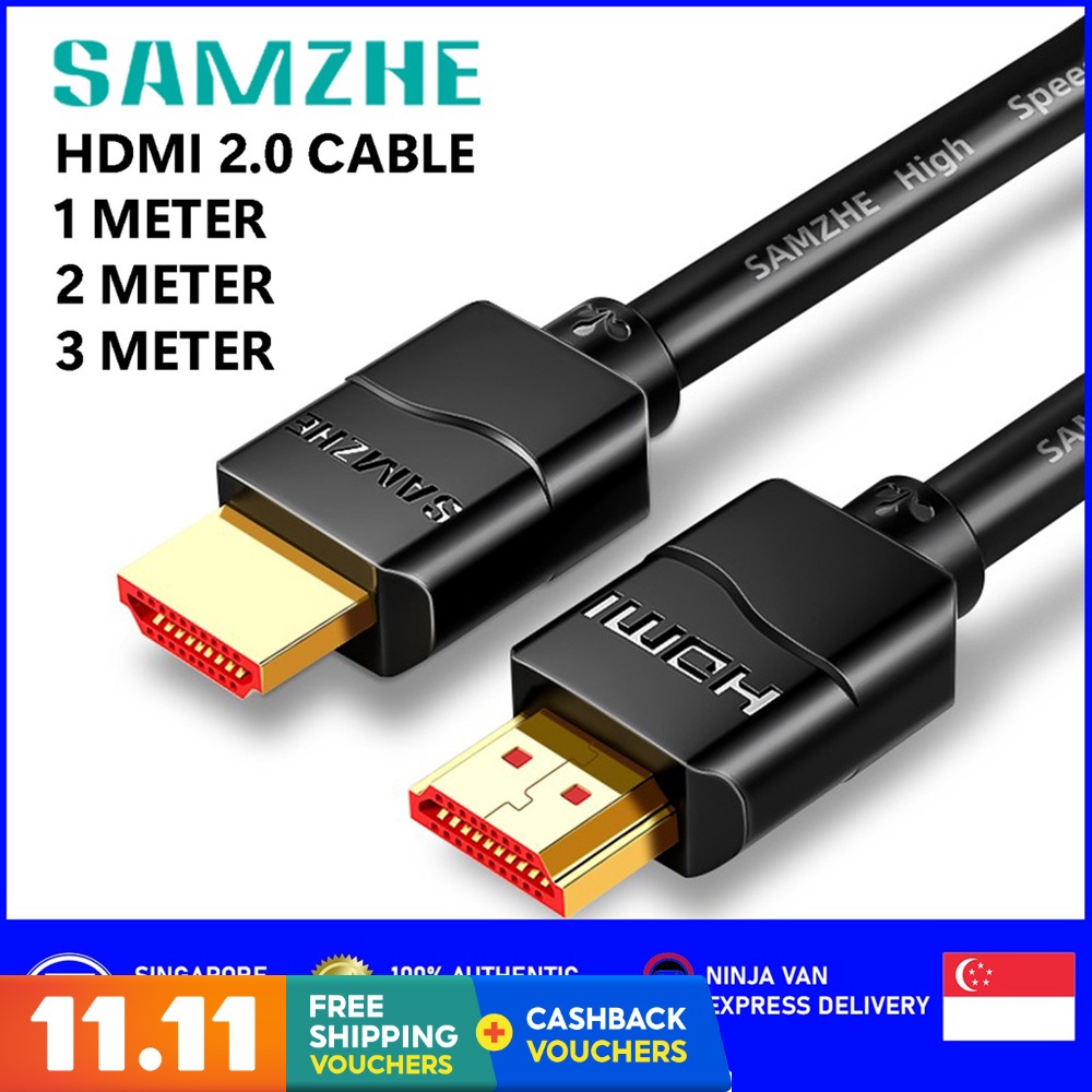 SAMZHE HDMI 2.0 Cable 4K 60Hz (1 Meter / 2 Meter / 3 Meter) Black Cable ...